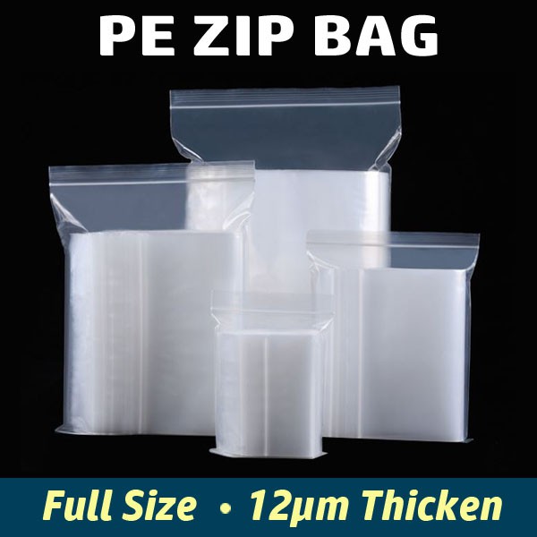 【PE Zip Bag】Resealable Storage Lock Plastic Clear Food Transparent Bag ...