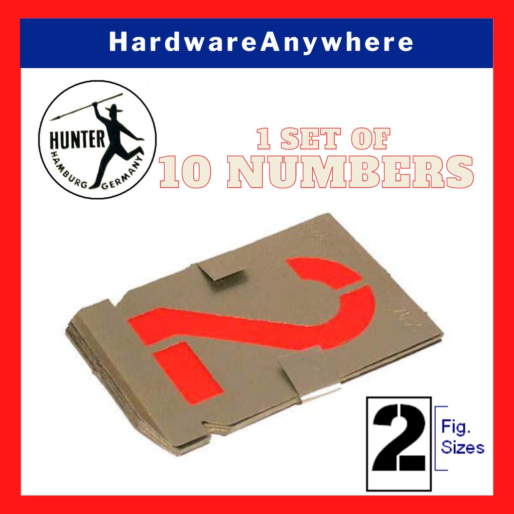 HUNTER Number Stencil Set [10 pieces from Number 1 to 10] Zinc Plated ...