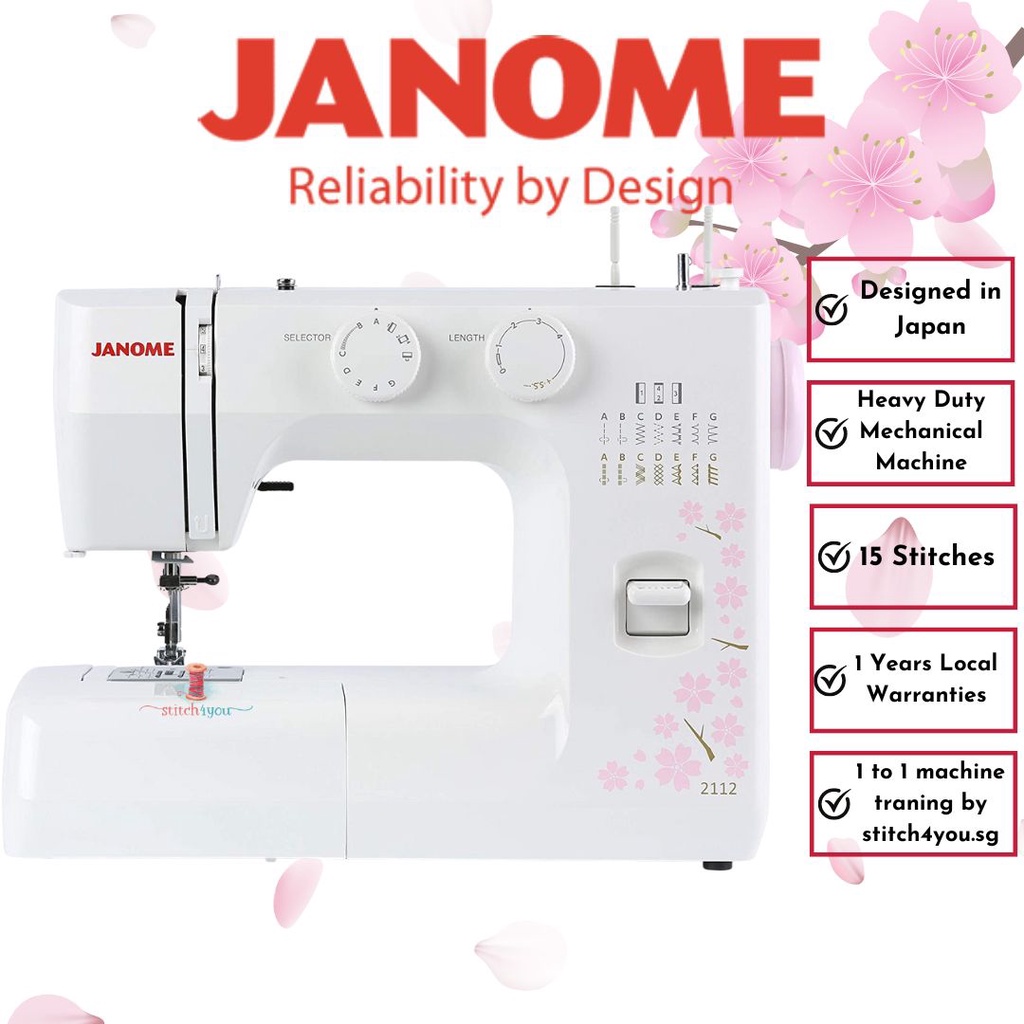 (1to1 Training)Janome Sakura 2112 Heavy Duty Mechanical Sewing Machine ...