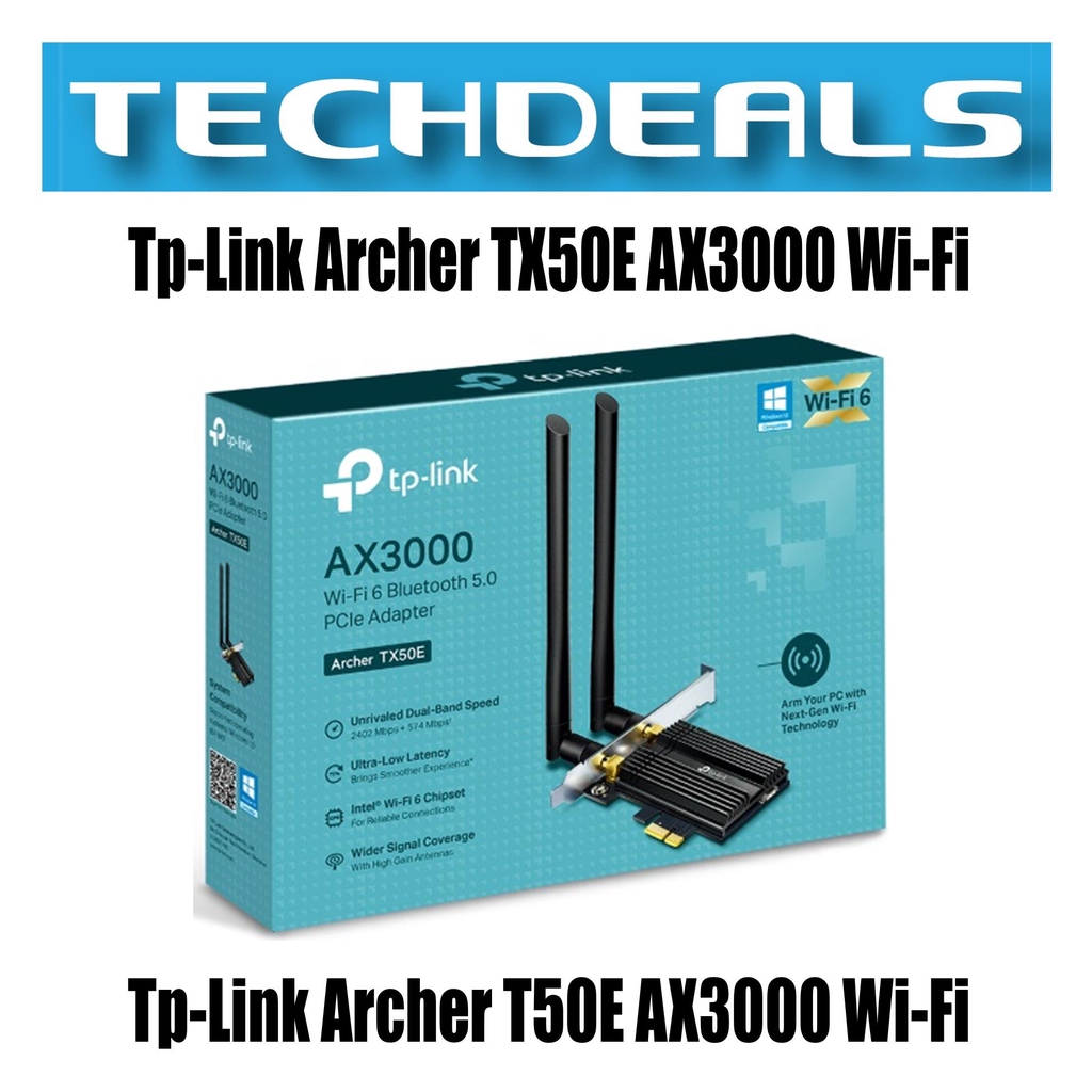 Tp-Link Archer TX50E AX3000 Wi-Fi 6 PCIe x1 Adapter with Bluetooth ...