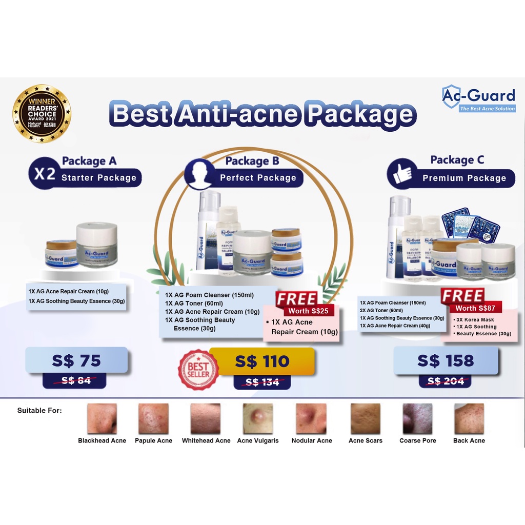 AC GUARD Anti Acne Treatment Skincare Set Acne Skin Oily Skin Sensitive ...