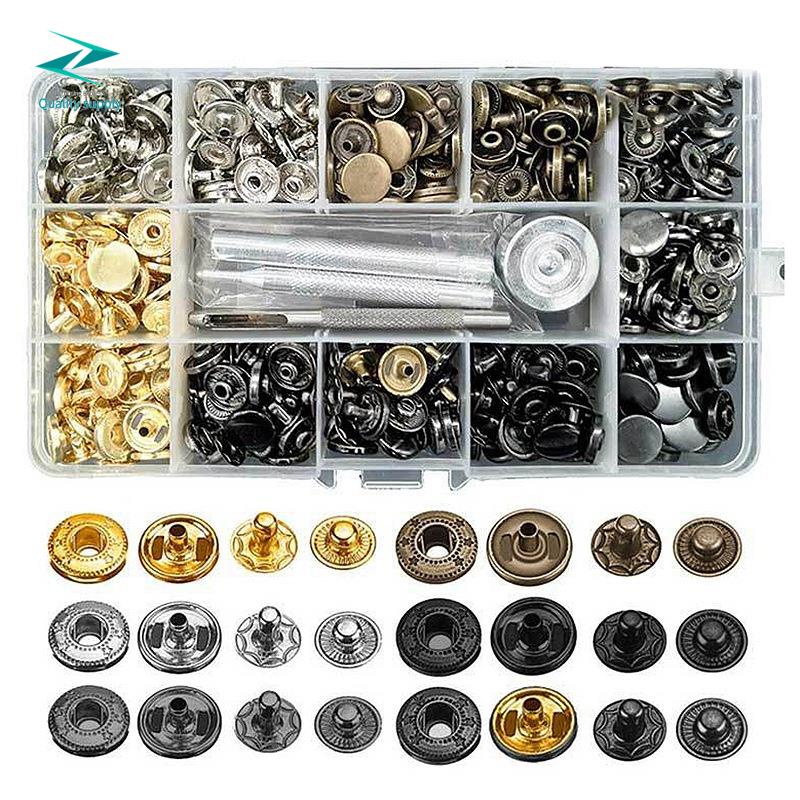 120 Sets Snap Fastener Tool Kit, Metal Snaps Button Leathercraft Rivets ...