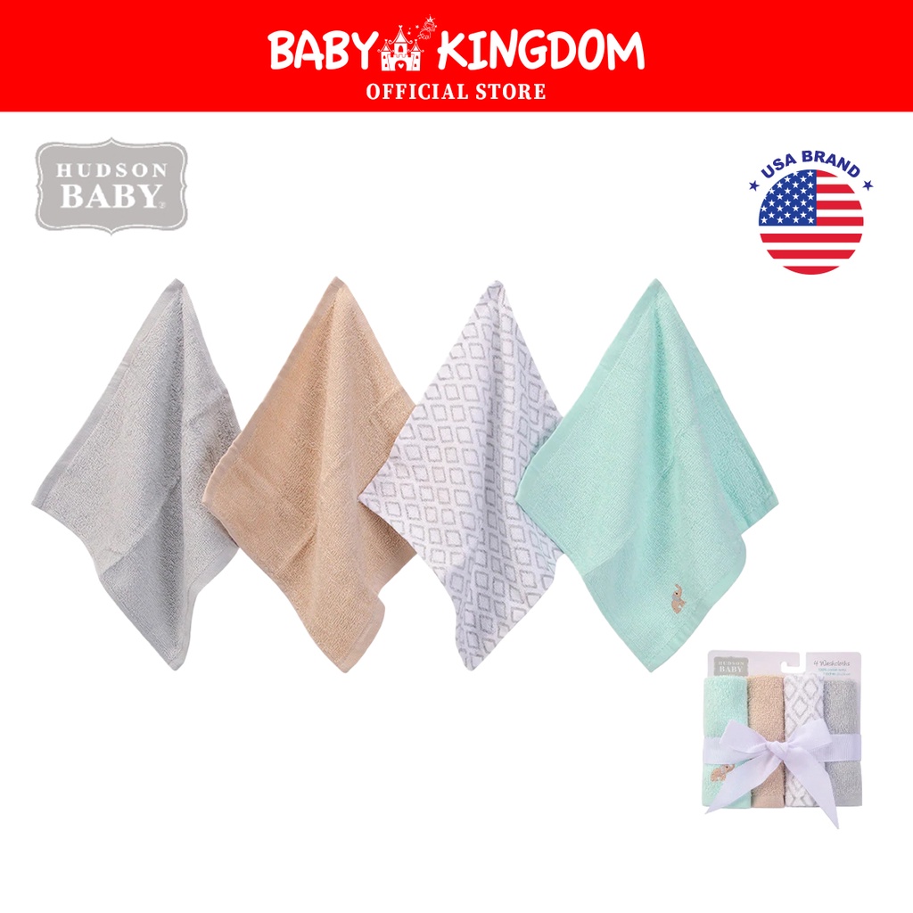 Hudson Baby 4pcs Washcloths (Woven Terry) | Shopee Singapore