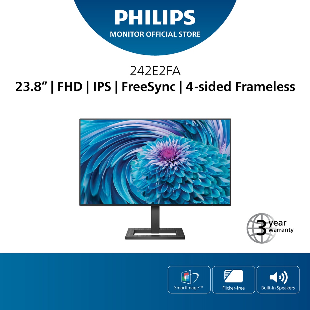 Philips 242E2FA 23.8" IPS 75Hz 1ms 4-Sided Frameless Flicker-Free ...