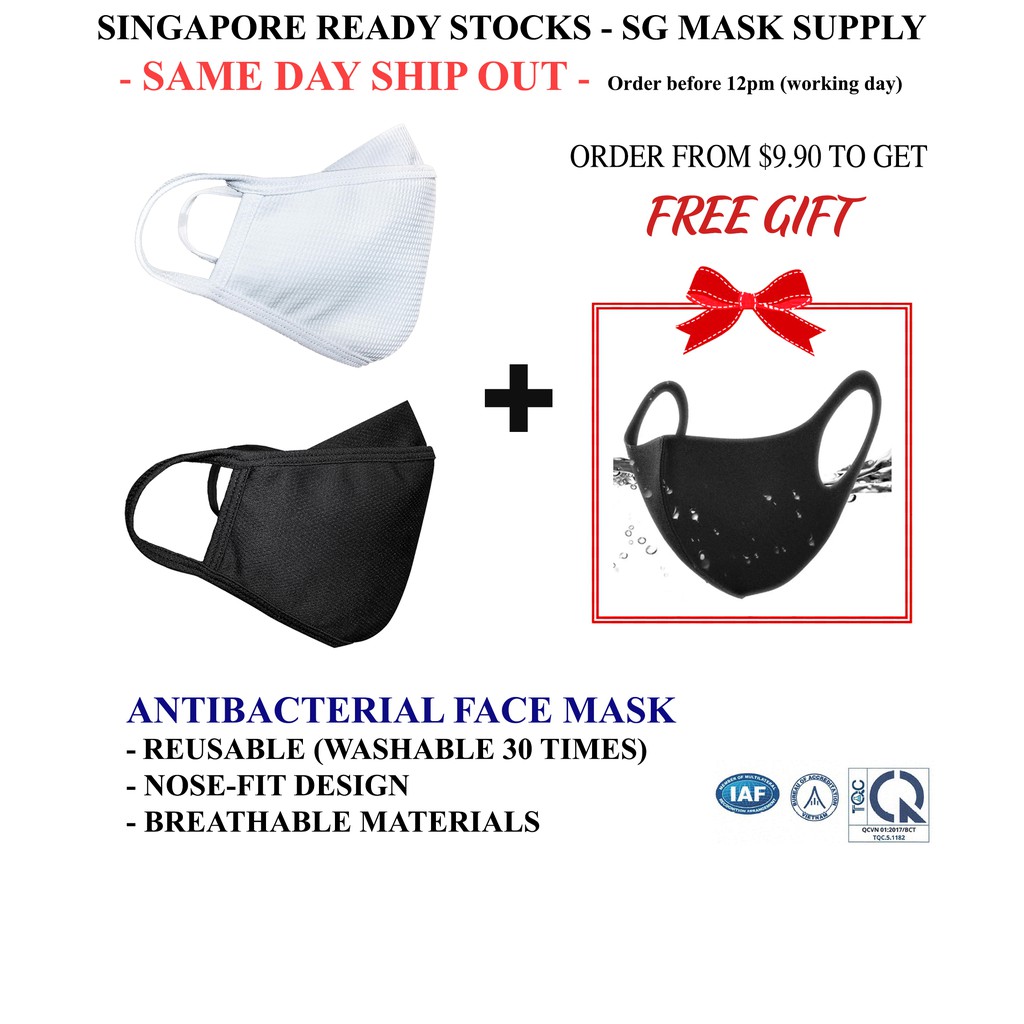 PROTECH FACE MASK [Black & White Colour] - 3 layers - Certified ...