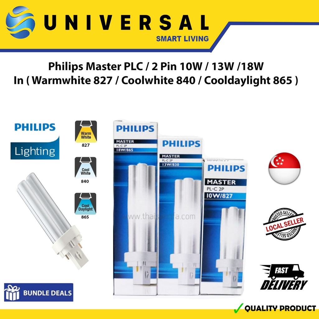 [SG SHOP SELLER] Philips Master PLC / 2 Pin 10W / 13W /18W In ( Warmwhite 827 / Coolwhite 840 ...