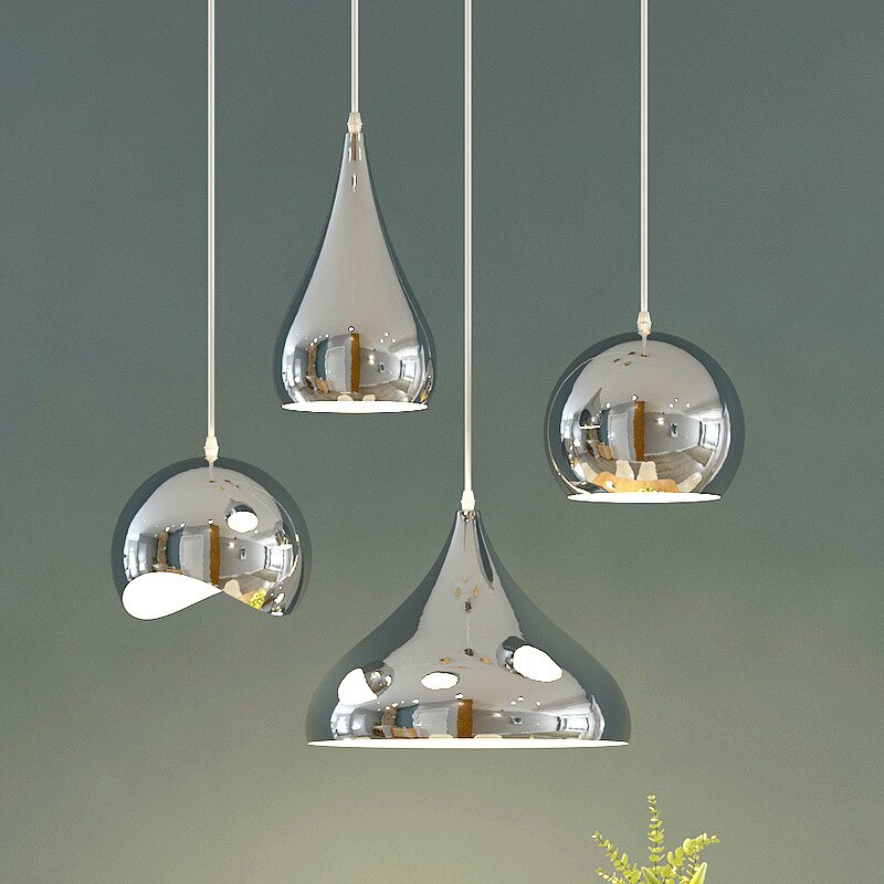 Modern Minimalist E27 Dining Table Pendant Light Silver Led Hanging ...