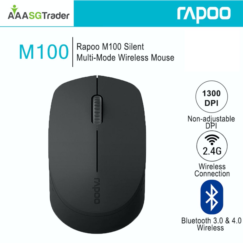 Rapoo M100G Silent Bluetooth Mouse Connects up to 3 Devices 1300 DPI ...