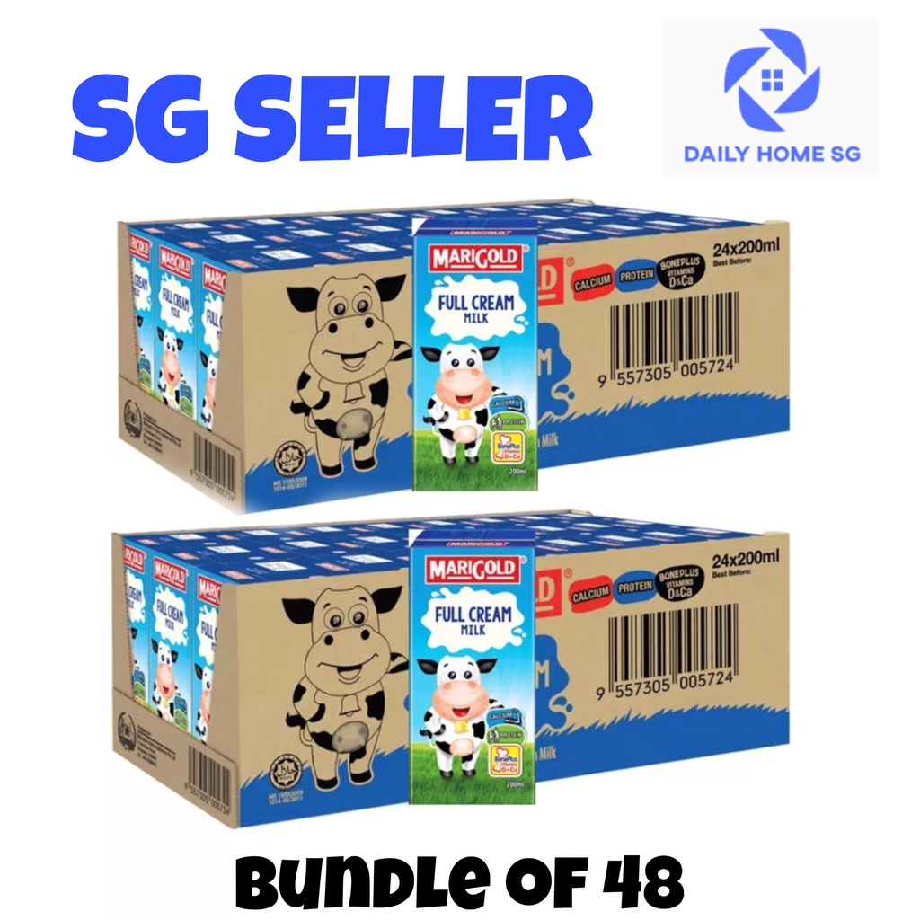 [Bundle of 48] Marigold UHT Full Cream Milk 200ML | Shopee Singapore