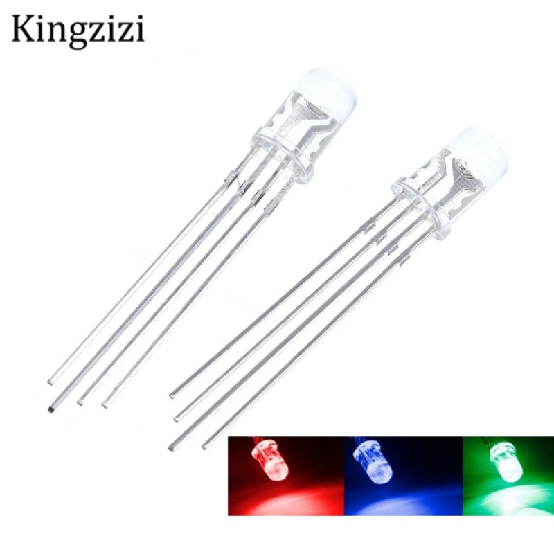 10pcs 5mm RGB LED Common Cathode Tri-Color Emitting Diodes f5 RGB ...
