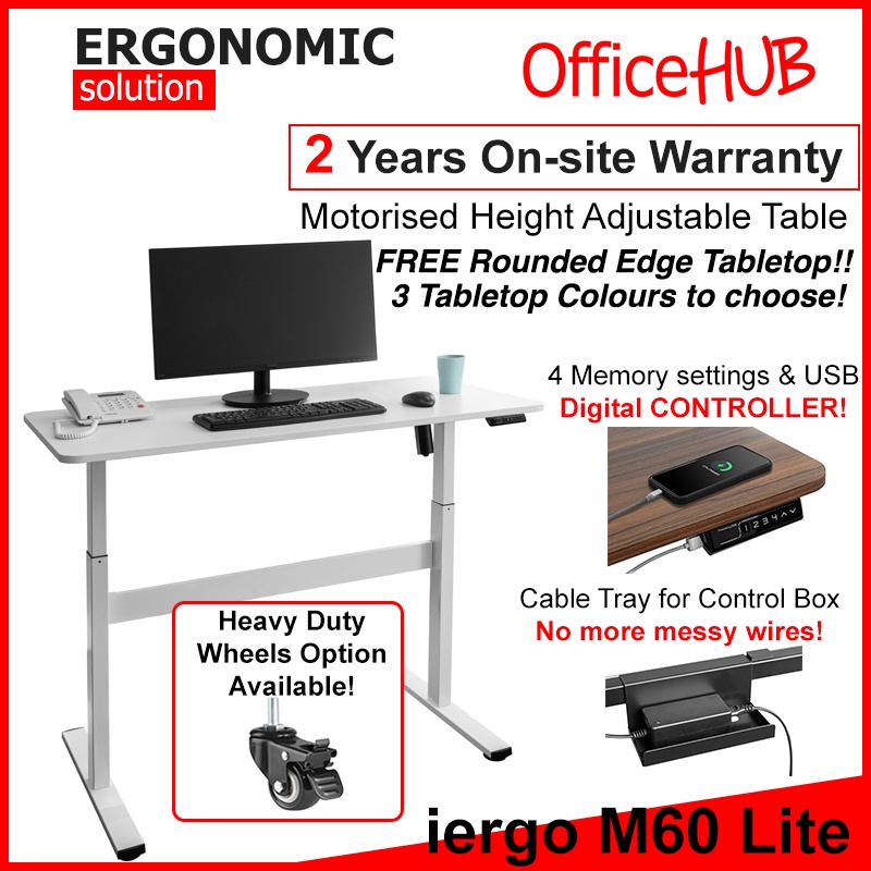 OFFICEHUB Motorize Height Adjustable table M60 Lite / Electric Sit ...