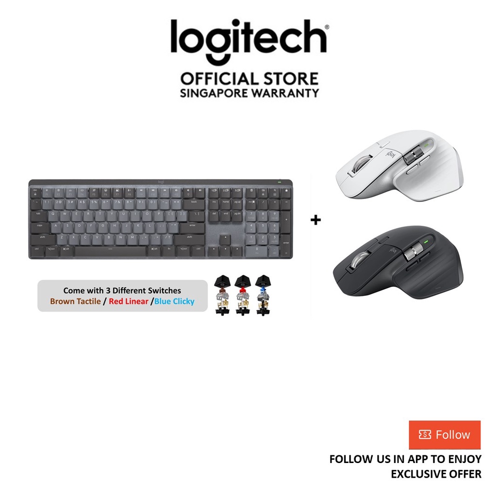 [Bundle] Logitech MX Mechanical Wireless Keyboard + Logitech MX Master 3S Silent Wireless Mouse ...