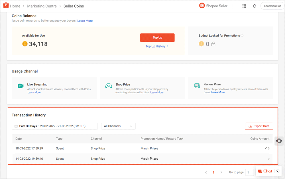 Review Seller Coins history | MY Seller Education [Shopee]