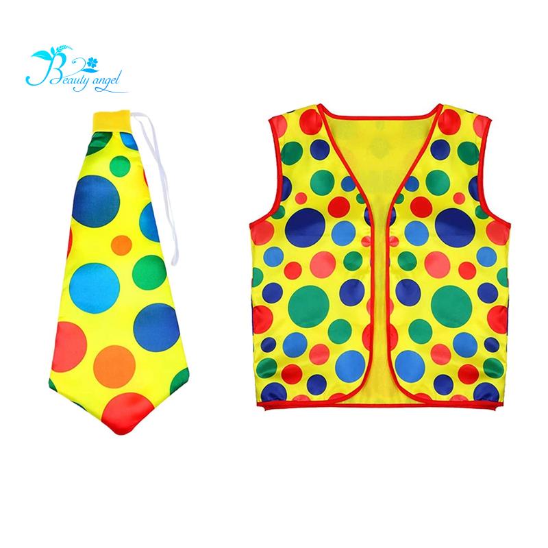 2 Pack Clown Costume Set Clown Wig Nose Vest for World Cup Cheer ...
