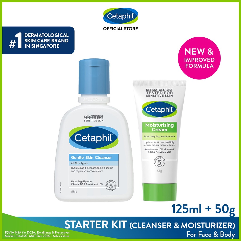 CETAPHIL Starter Kit (Gentle Skin Cleanser 125ml + Moisturizing Cream ...