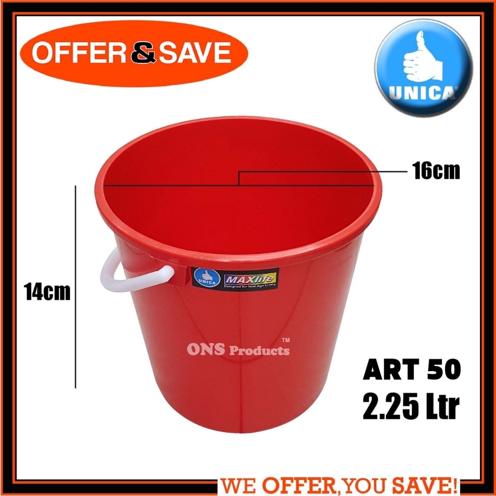 UNICA Utility Water Pail / Bucket For Washing Cleaning Mopping Pail 8 ...