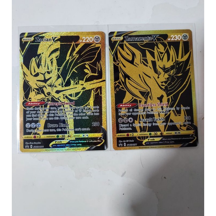Pokemon zacian zamazenta V gold secret rare promo card | Shopee Singapore