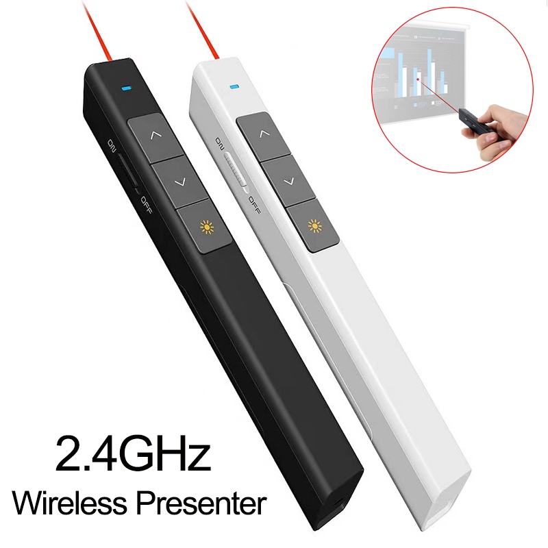 2.4GHz Wireless Presenter PPT Pointer Red Laser Powerpoint Presentation Pen Controller USB ...