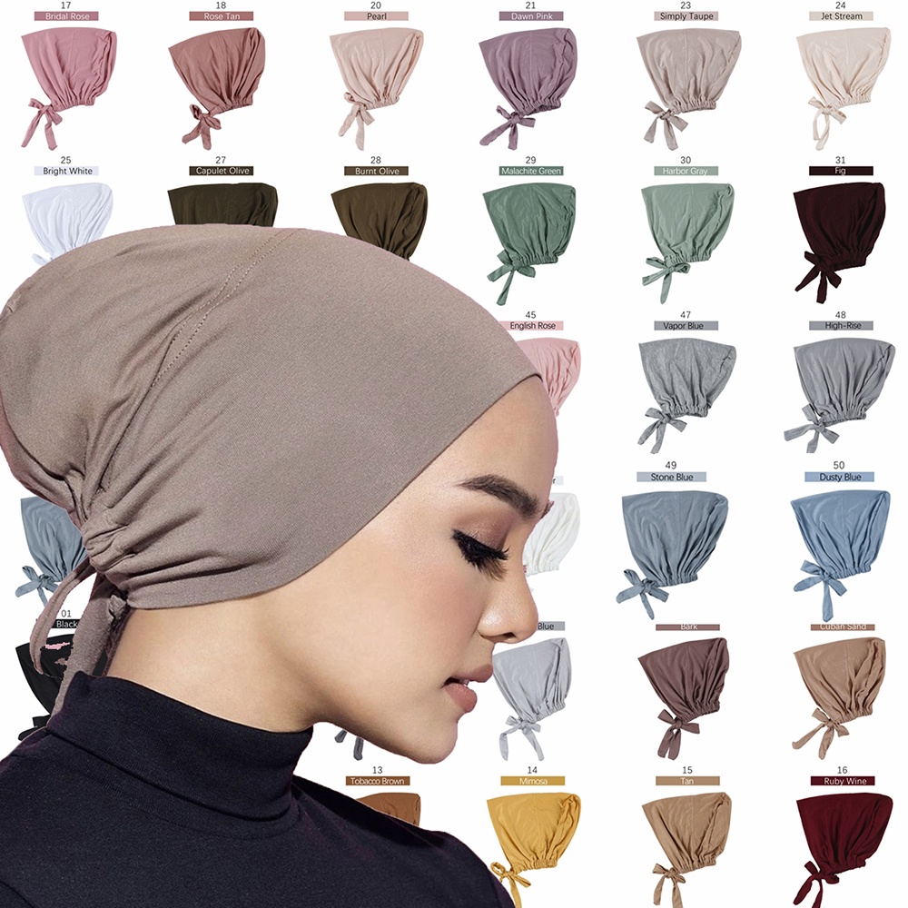 36 COLORS HIjab Inner Tudung SnowCap Underscarf Tieback Caps Inner ...