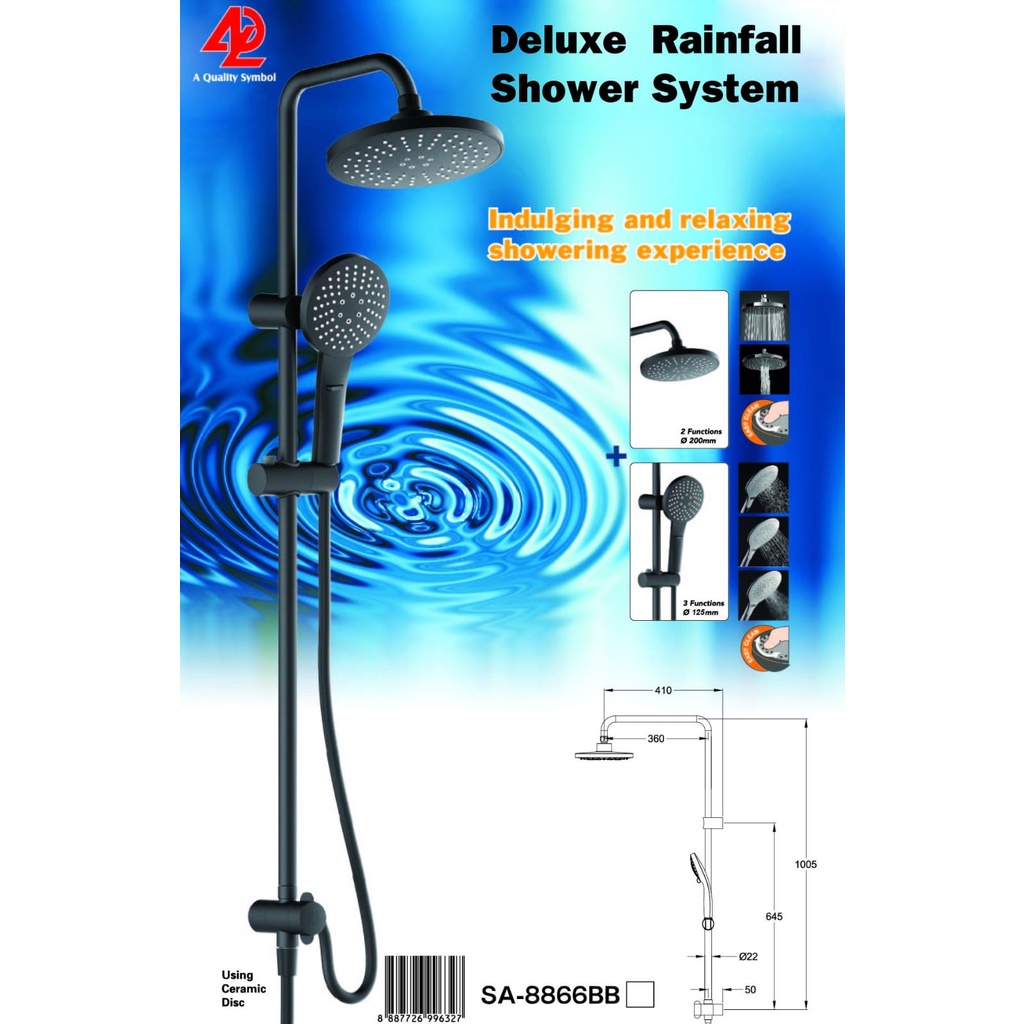ADL Deluxe Rainfall Black Series Shower System SA8866BB | Shopee Singapore