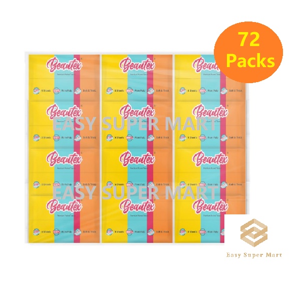 Beautex 3-Ply Pure Pulp Pocket Tissue 72 packs | Shopee Singapore