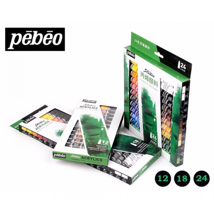Pebeo Studio Acrylic Paint 12/18/24 Colours Set (12ml/Tube) | Shopee ...