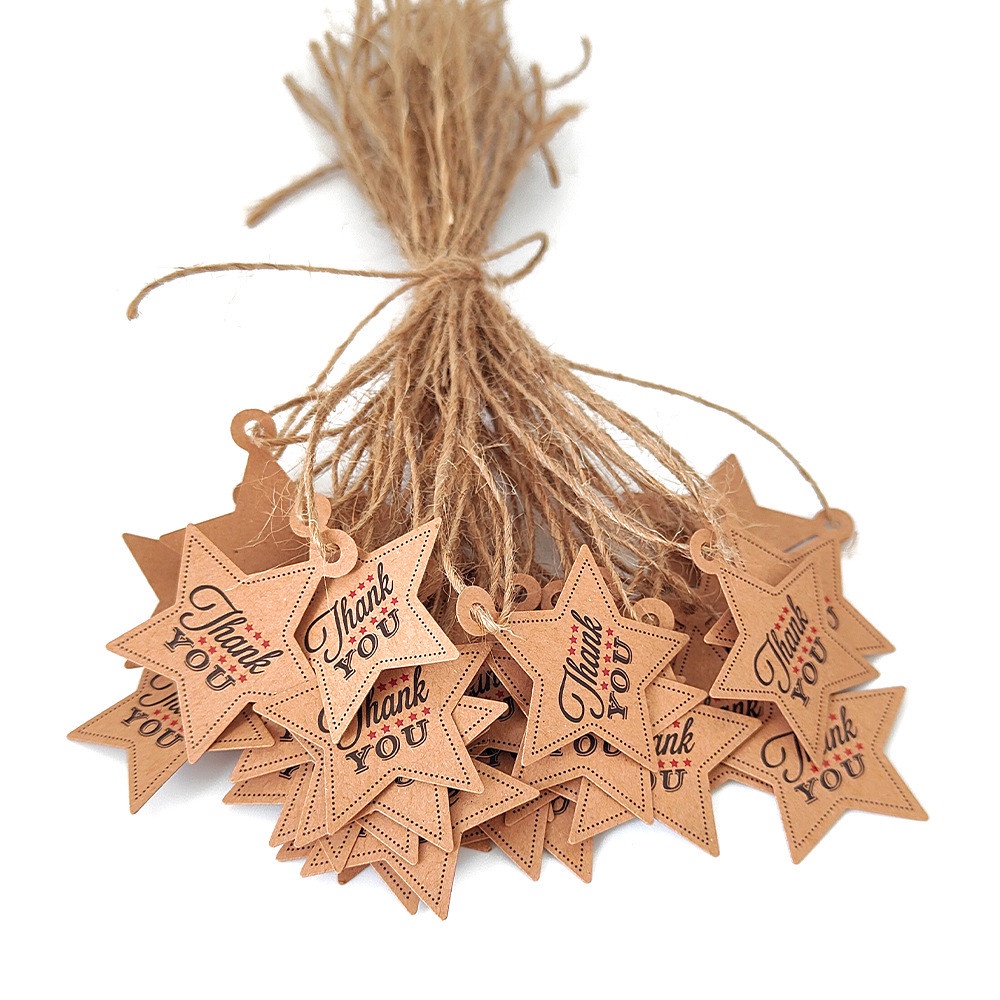 100pcs/Set Pentagram Tags Handmade Hang Tag Kraft Paper Tags Thank You ...