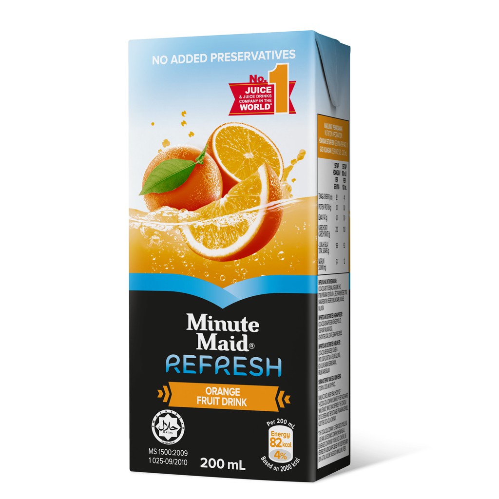 Minute Maid Refresh Orange Fruit Drink x 24 Packs (200ml) No ...