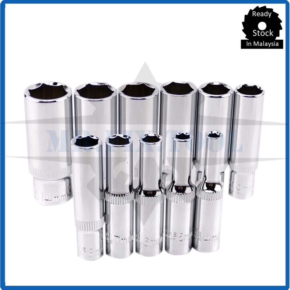 1/2" Inch CR-V Deep Long Box Socket 6 Point Heavy Duty for Ratchet ...