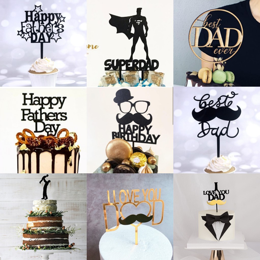 Best Dad Acrylic Happy Birthday Cake Topper Gold Super Father Birthday ...