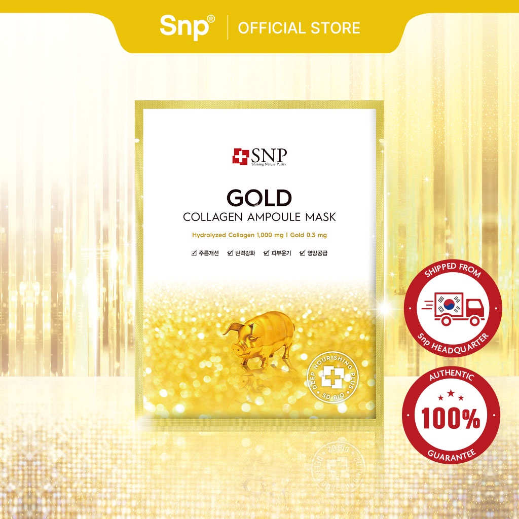 SNP Gold Collagen Ampoule Mask 10 sheets | Shopee Singapore