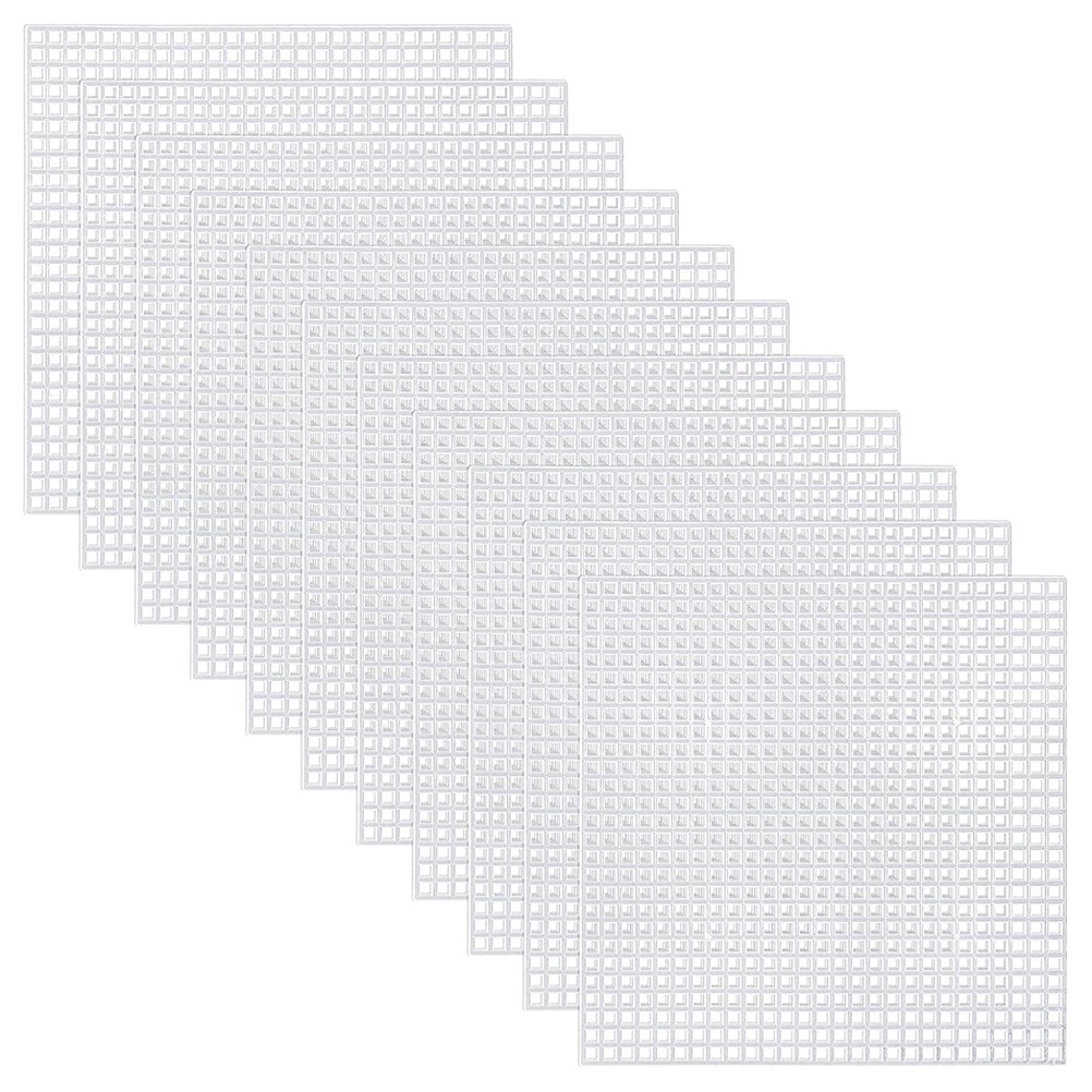 30 Pcs 8x8cm Square Mesh Plastic Canvas Sheets Cross Stitch Sewing ...