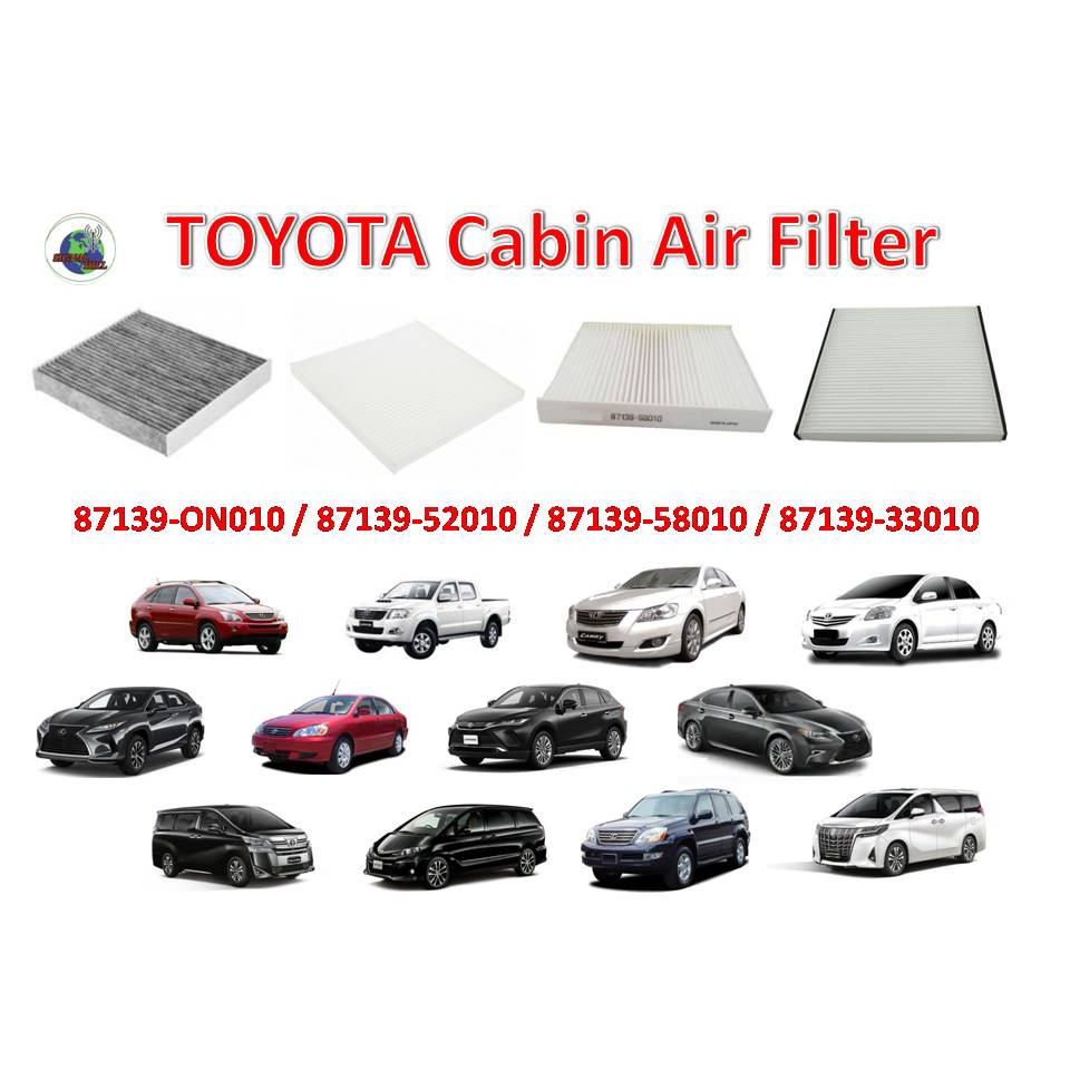 TOYOTA CABIN AIR FILTER 87139-ON010 / 87139-52010 / 87139-58010 / 87139 ...