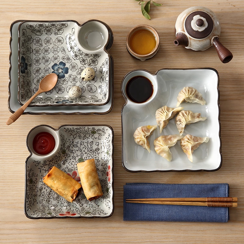1 Pcs Household Ceramic Dumplings Vinegar Dish Dumplings Plate Creative ...