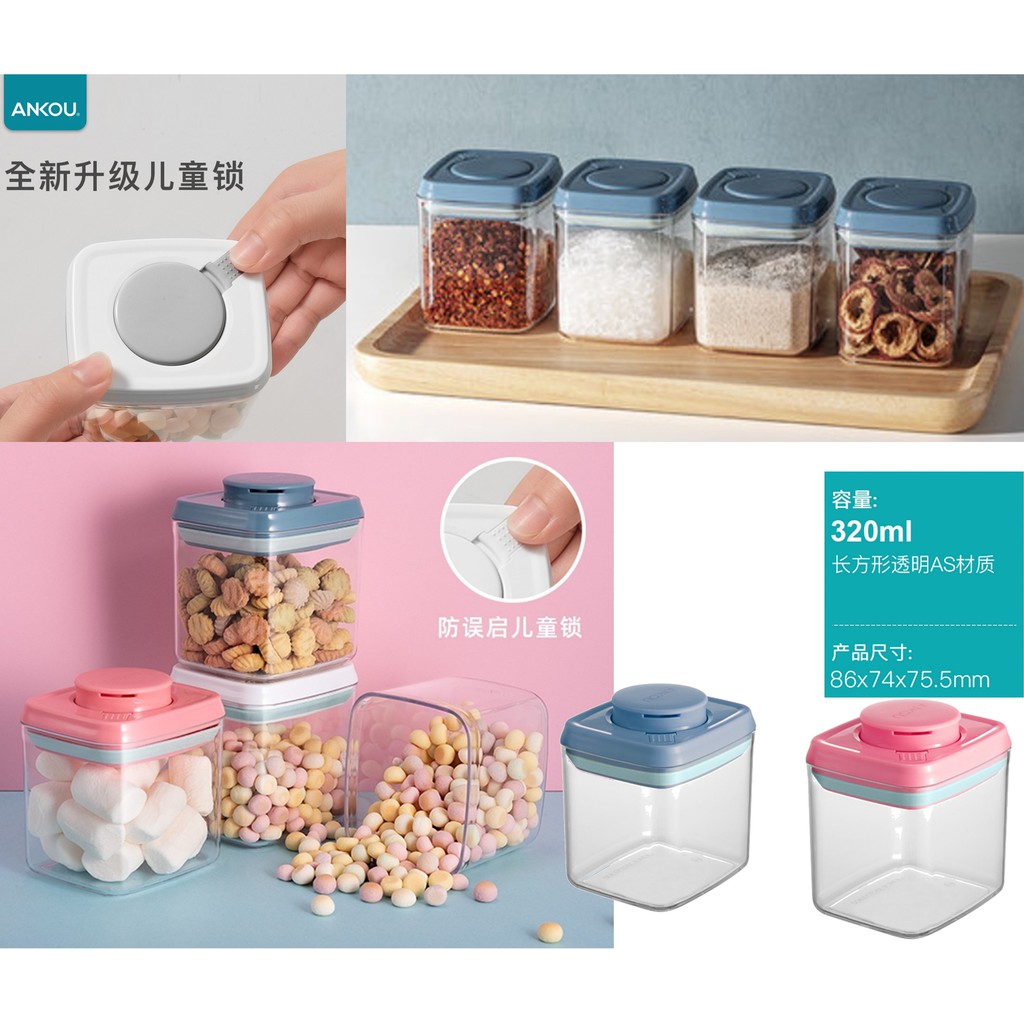 ANKOU AirTight Food Container (lockable) - Square Mini Portable (320ml ...