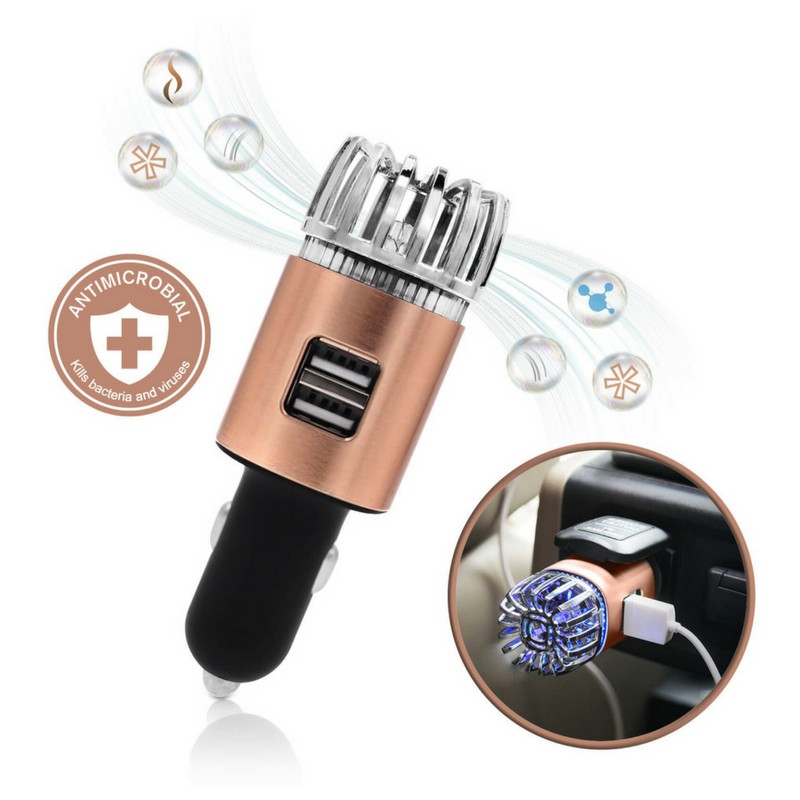 Car Air Purifier Ionizer Purifier with Dual USB Charger and Ionic Air ...