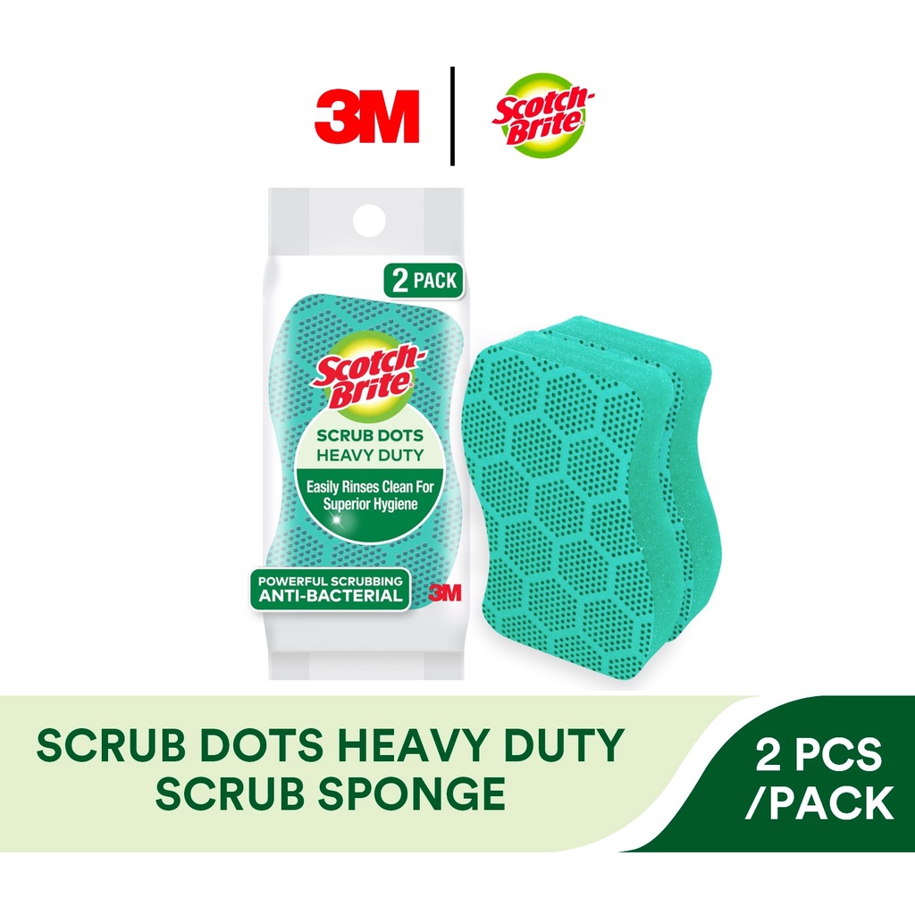3M Scotch Brite Scrub Dots, Heavy Duty Scrub Sponge, 2 Pieces | Shopee ...