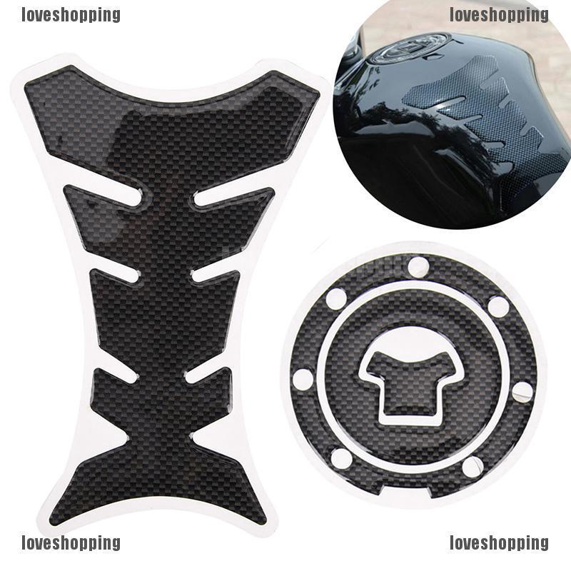 L 2x Motorcycle Universal 3D Carbon Fiber Gel Gas Fuel Tank Pad ...
