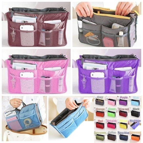 women Purse Practical Handbag Bag Nylon Dual Organizer Insert Cosmetic ...