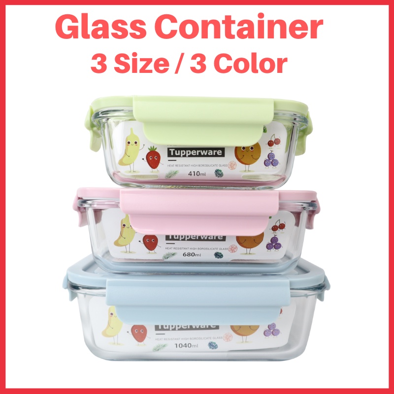 [Mix & Match] Glass Food Container 3 Size 410ml 680ml 1040ml | Shopee ...