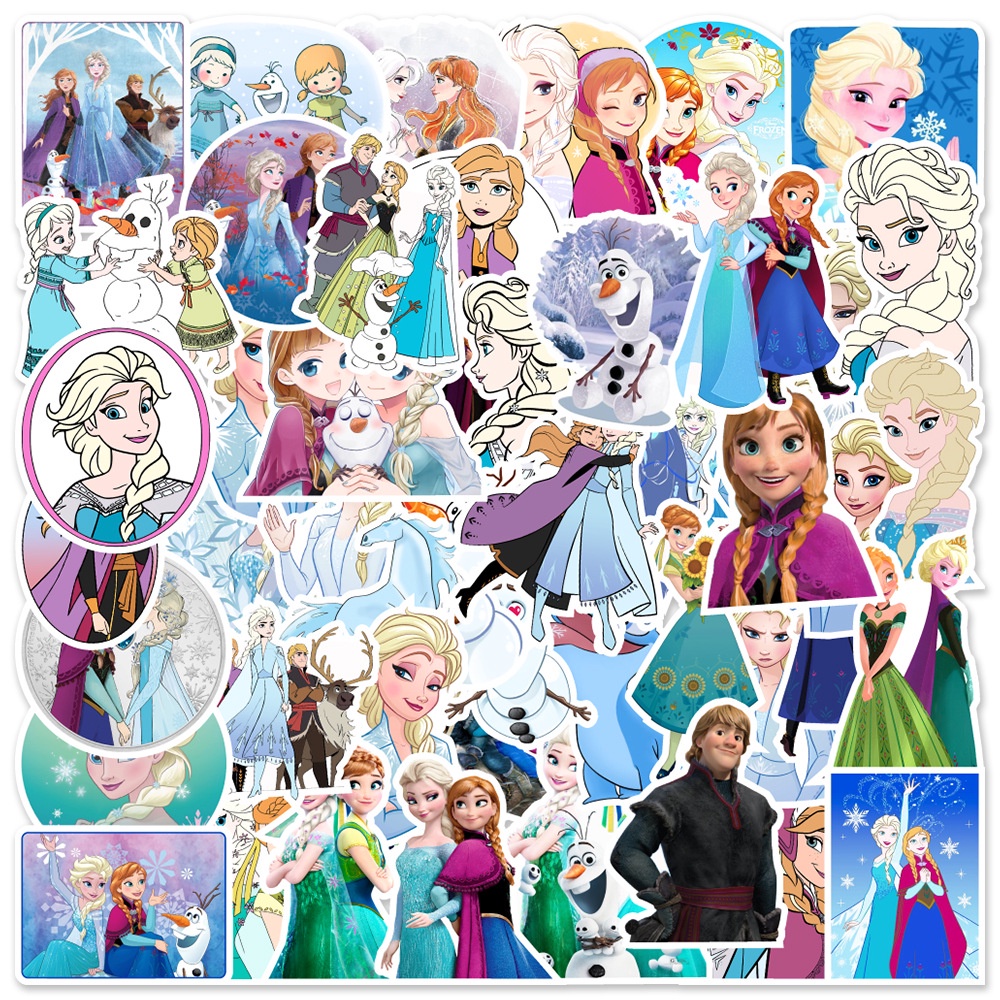 50 pcs Frozen Elsa Anna Cartoon Waterproof PVC Stickers | Shopee Singapore