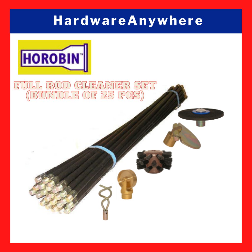 Horobin Rod Cleaner Full Set (Rod, Rubber Plunger, brush, drop scraper ...