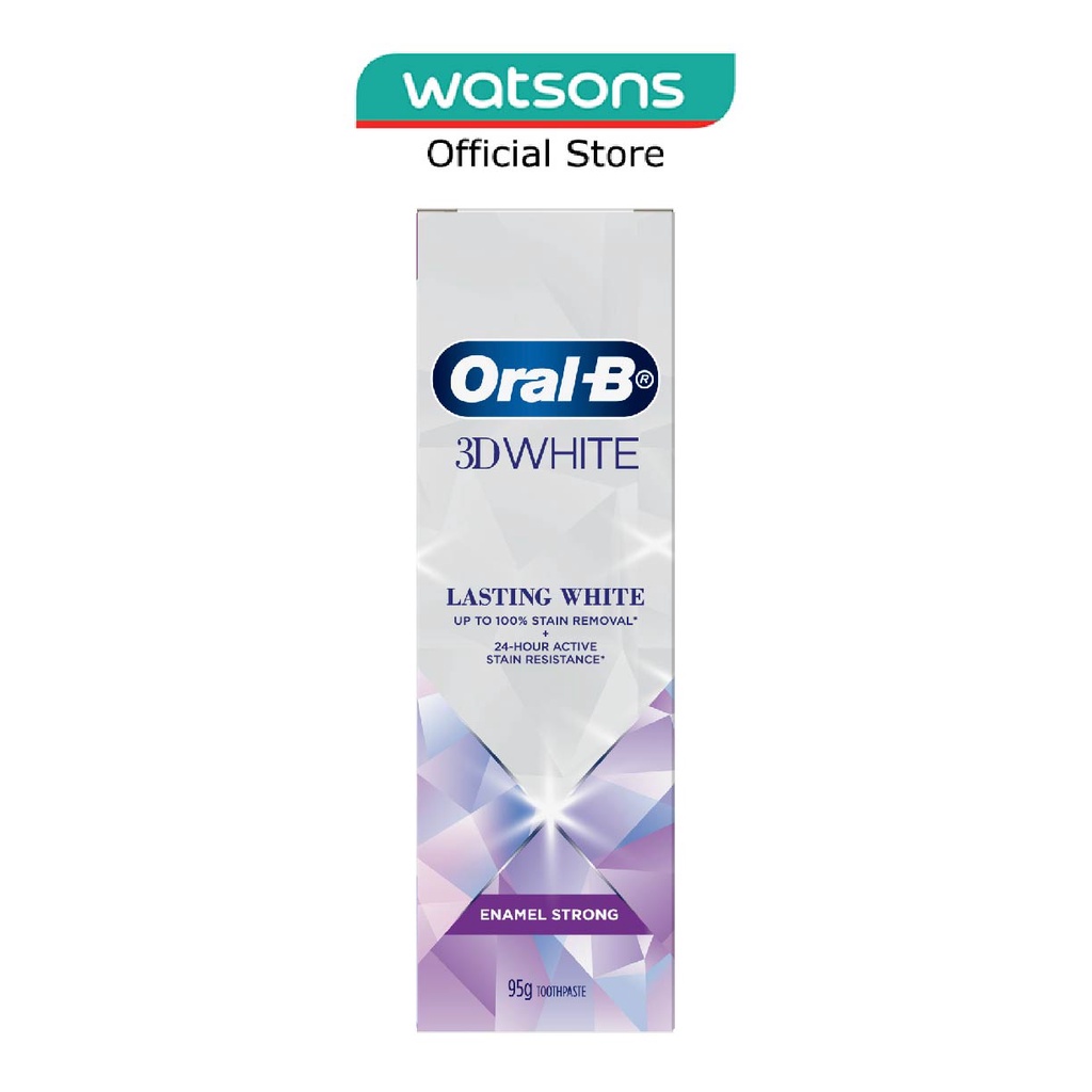 ORAL-B 3D White Lasting White Enamel Strong Toothpaste 95g (Removes 100 ...