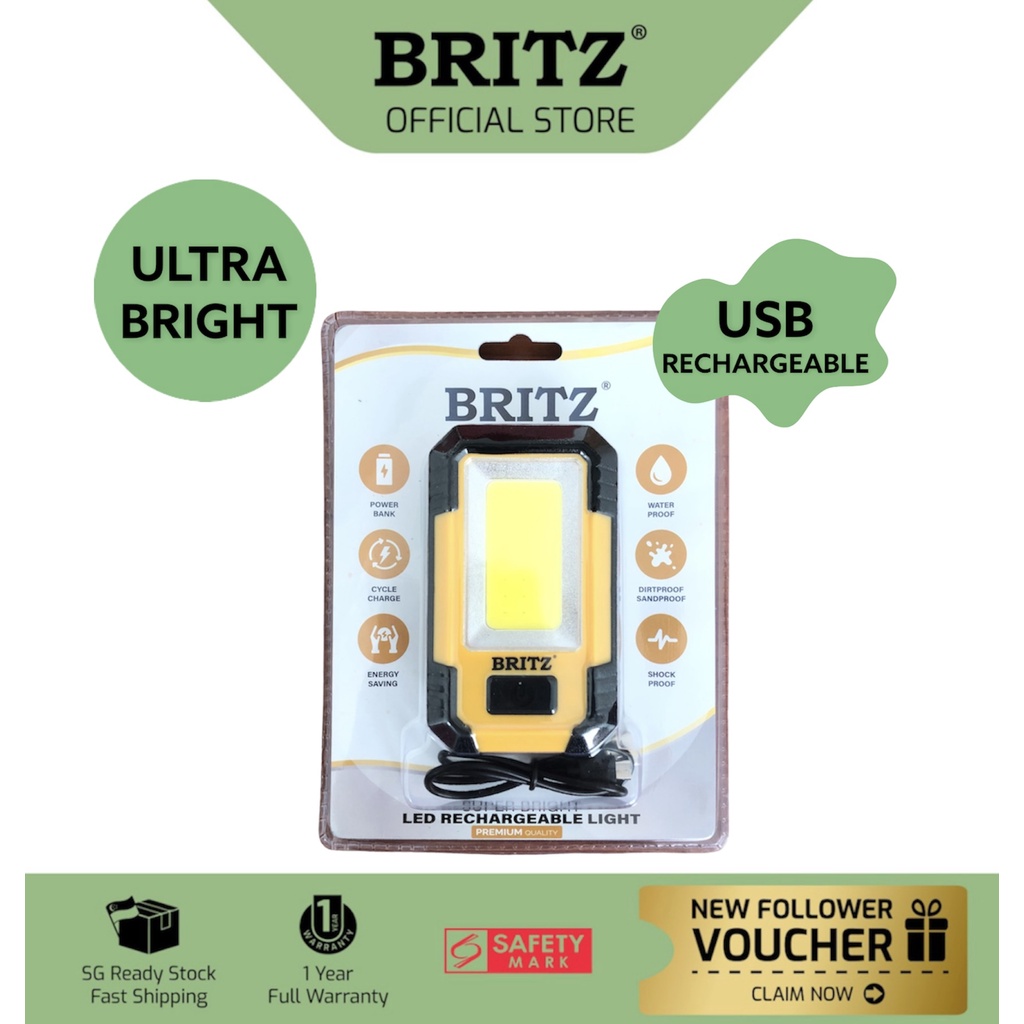 SUPER BRIGHT BRITZ 10W USB Rechargeable Lamp / Light / Torch [EX-26 ...