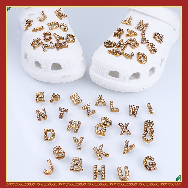 Jibbitz Rose Gold Letters Jewelry Alloy Diamond Rhinestone Modern ...