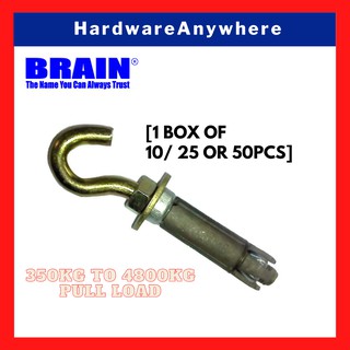 BRAIN TRAC Expansion Eye Bolt [1Box] - Bent Bar Anchor Bolt/ J-Hook ...