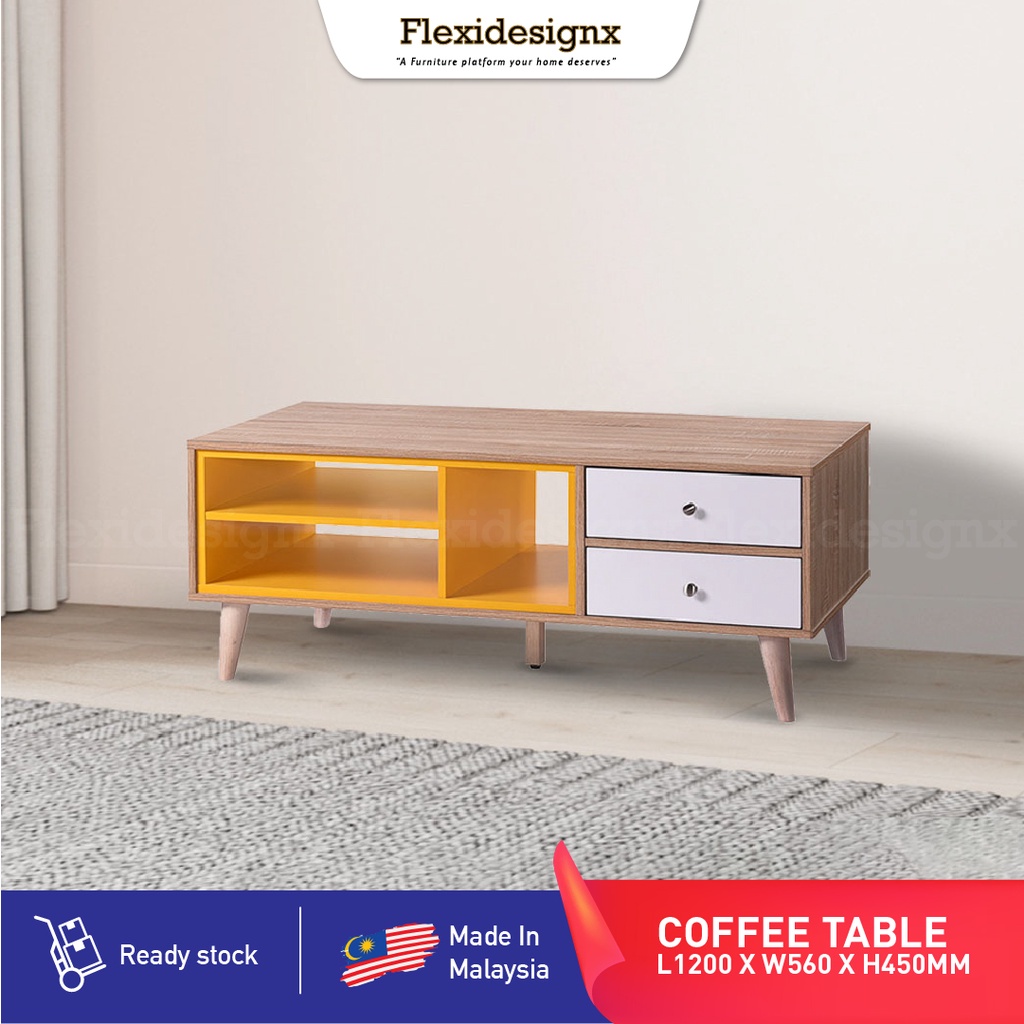 Coffee Table with 2 Drawer More Storage Tea Table Sofa Table Living ...