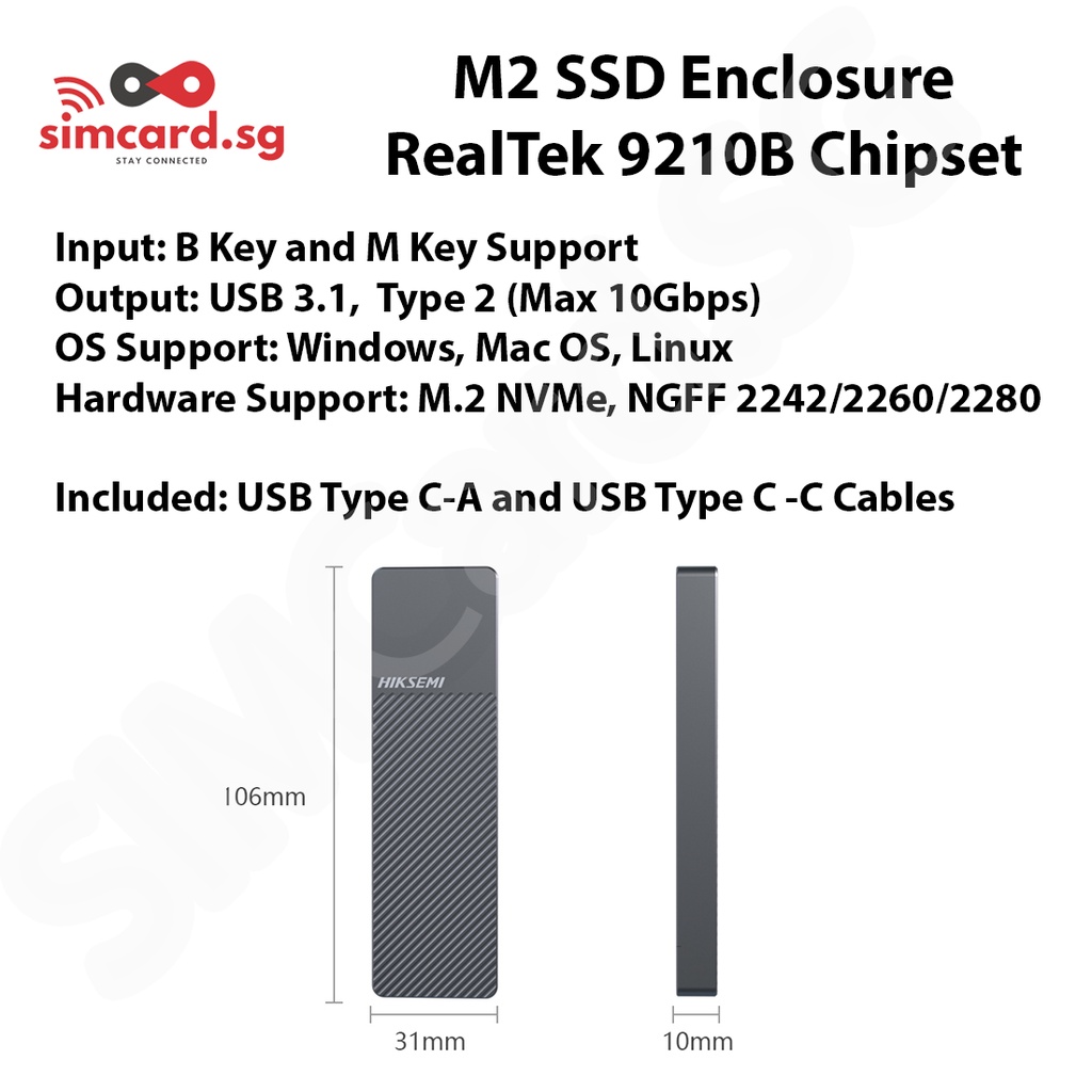 M2 External NVME SSD USB-C Enclosure - For NVME / NGFF M2 2280 2260 ...