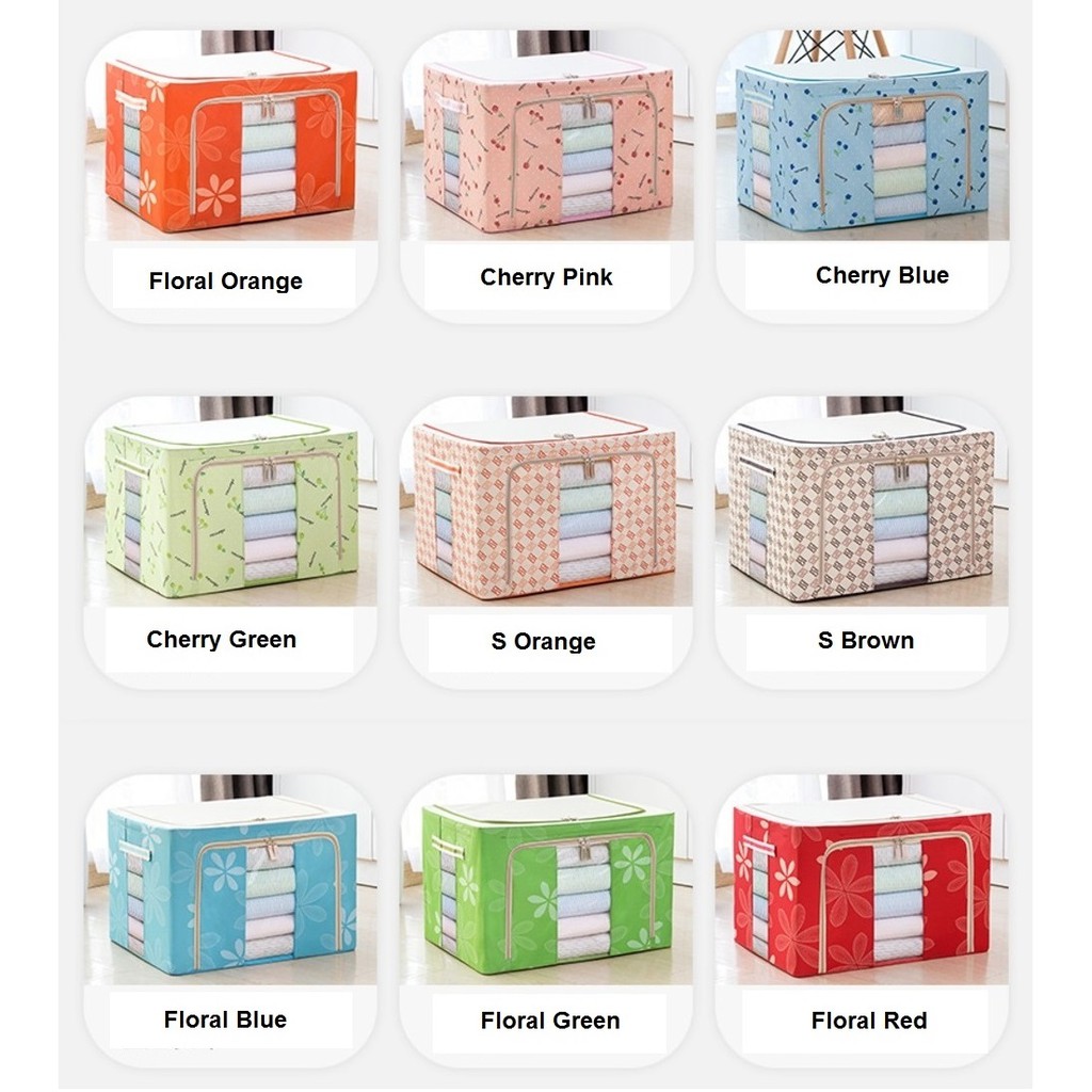 Foldable Storage Box with Steel Frame and Zip/Toys Storage Box | Shopee ...