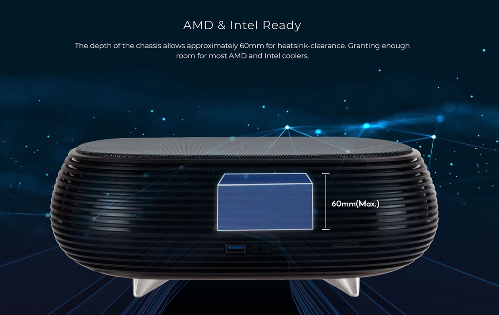 InWin B1 Mesh/TG Mini-ITX Chassis with Built-in 200W 80+ Gold PSU (2 ...